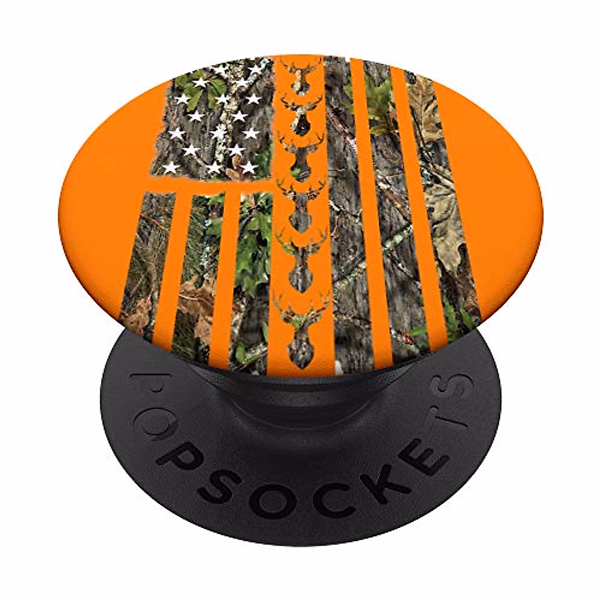 Orange Camouflage American USA Flag Deer Head Hunting Gift PopSockets PopGrip: Swappable Grip for Phones & Tablets
