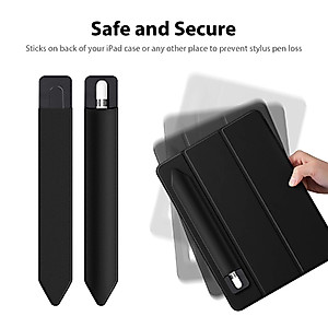 Doormoon Pencil Holder for iPad 2018 (6th Gen)/ iPad Air/ 9.7 / Pro 10.5"/12.9", Detachable Elastic Apple Pencil 2nd Gen Leather Sleeve Pocket Pouch (Black x 2)