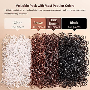 Elastic Hair Bands, 2500Pcs Hair Rubber Bands, Mini Hair Ties for Girls Women, Funtopia Small Hair Elastics with Organizer Box, Soft Hair Elastics for Kid Toddlers (Brown, Black, Clear)