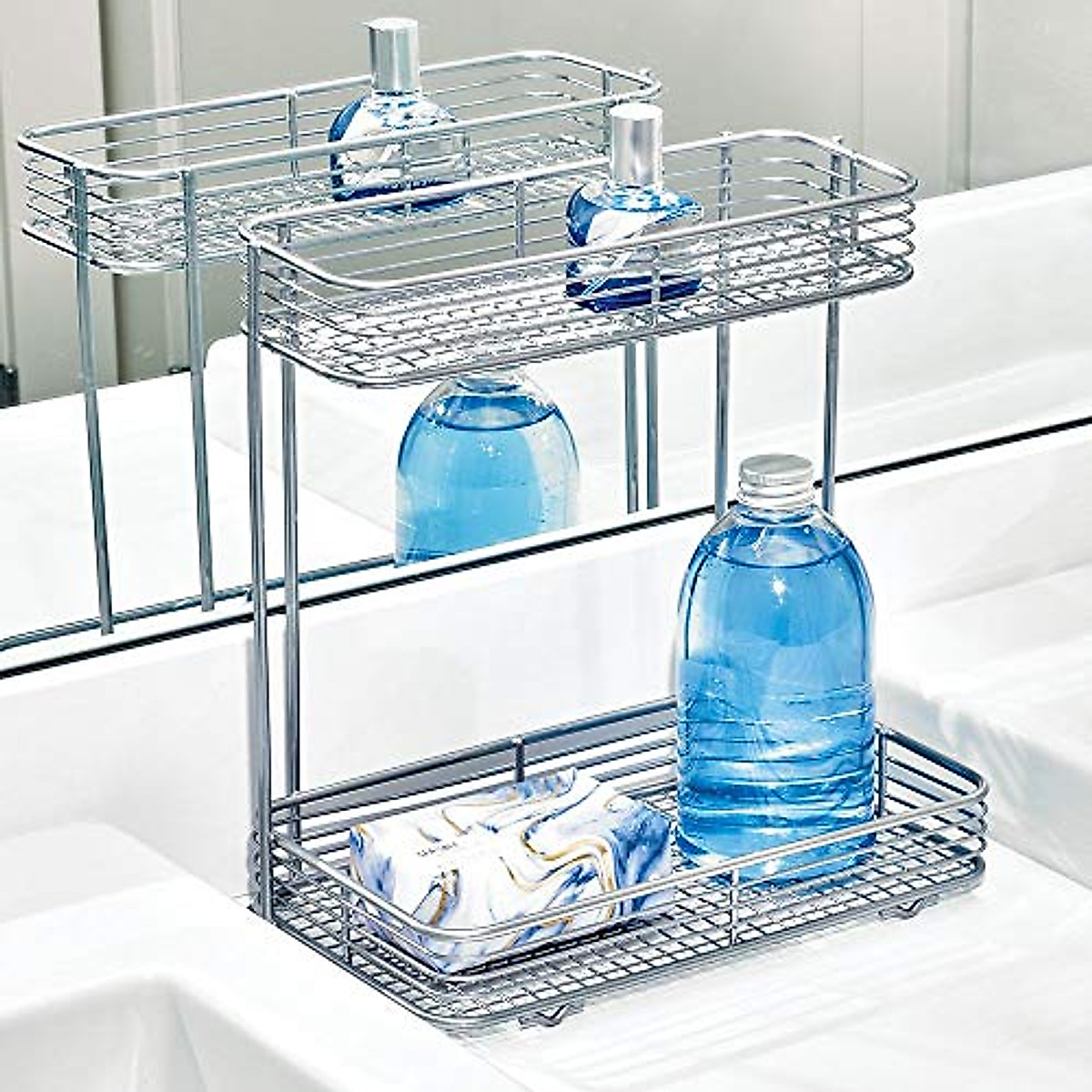iDesign Vienna 2-Tier Rectangular Cosmetics and Toiletry Storage, Bathroom, Countertop, Desk, Set of 1, Vanity Shelf