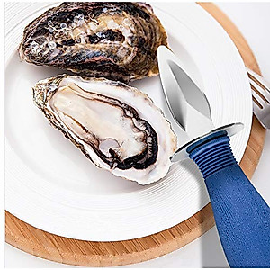 Awxlumv Oyster Knife Shucker Large Handle Seafood Opening Ark Shell, and Other Shellfish Tool Blue 2 Pcs Kit