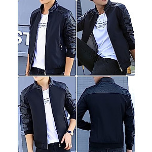 Springrain Men's Lightweight Bomber Jacket Zip Up Windbreaker Softshell Outdoor Jacket Coat (Large, Black)