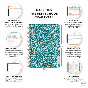 PPP Academic Planner 2023-2024 (Floral) - Student Planner | Weekly & Monthly Checklist | Class Schedule Layout | Budget & Savings Worksheets | Sturdy Coil Binding w/Stickers | Poly Laminated Cover…