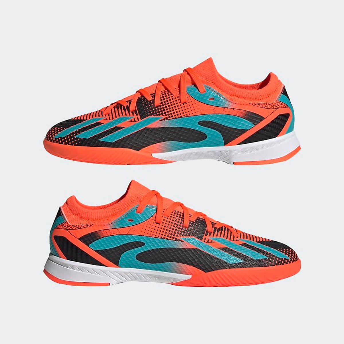 adidas X SPEEDPORTAL Messi.3 Indoor Soccer Shoe, Team Solar Orange/Mint Rush/Black, 2 US Unisex Little Kid