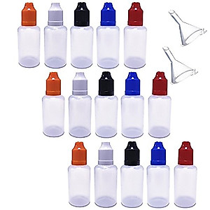 JOYWEE 15 Pack 30ml LDPE Dropper Bottle Funnel Eliquid Applicator Squeeze Dropping Bottle with Thin Tip