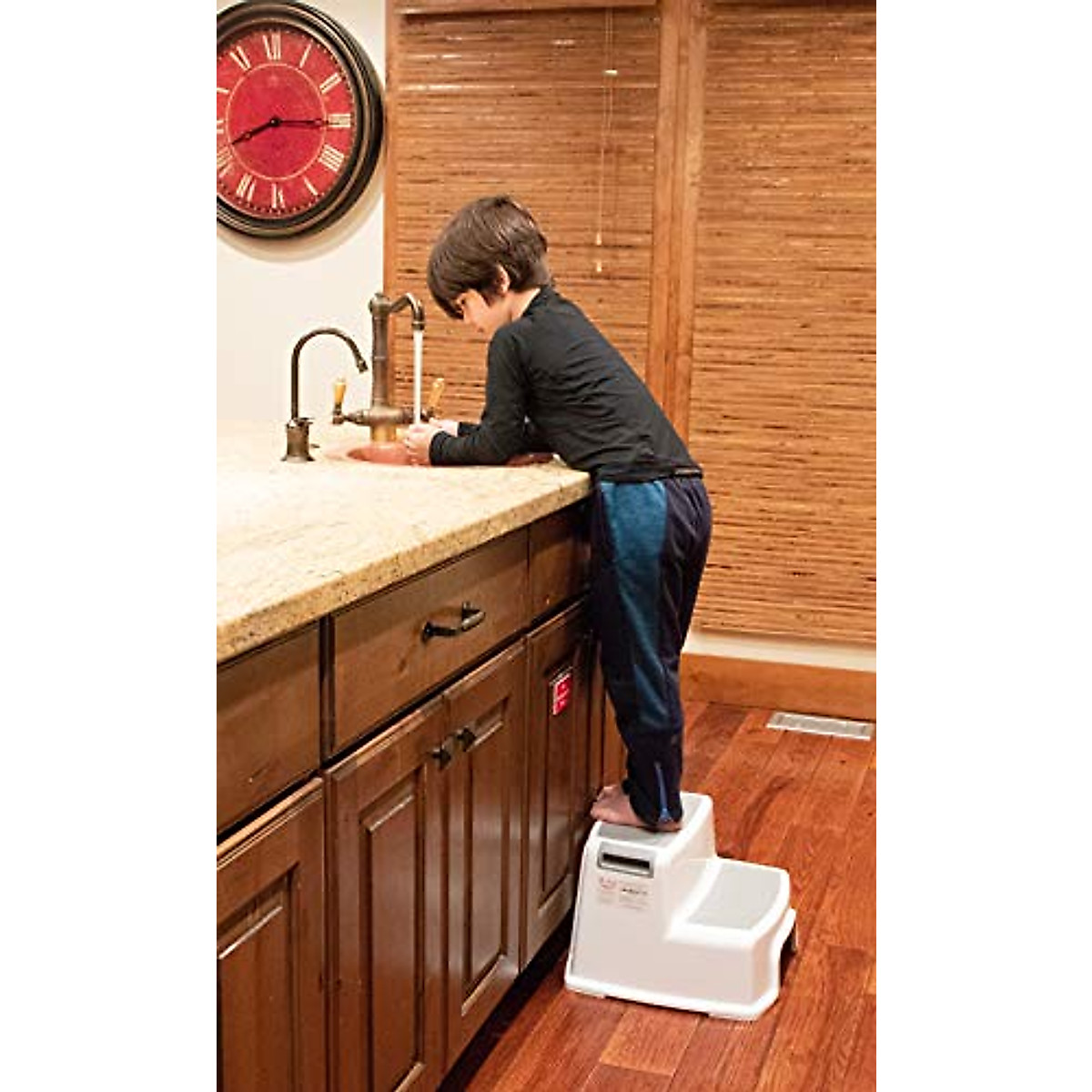 iLove Wide+ 2 Step Stool for Kids and Toddlers, Bathroom and Toilet Stool for Potty Training, Slip-Resistant Soft Grips, Kitchen Helper Stool with Handles, Extra Wide, Dual Height - Gray (1 Pack)