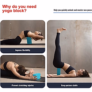 Yoga Blocks 9''x6''x3'', 4 Pack High Density Yoga Brick Foam Blocks to Improve Strength, Flexibility and Balance, Light Weight and Non-Slip Surface for Yoga, Pilates and Meditation