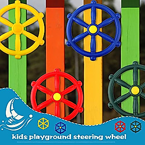 Rcanedny 4 Pack Playground Steering Wheel Swingset Steering Wheel Pirate Ship Wheel Toys for Kids Adult Outdoor Playground Accessories Ship Playhouse Treehouse Decor
