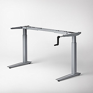 Fully Jarvis Crank-Powered Standing Desk Frame Only - Supports Tops from 48" to 70" Wide and 30" deep (Not Included) - Adjustable Height from 27.5" to 46" Without Top (Silver Frame)