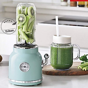 Kitchen Flower Retro Mini Blender Tritan BPA BPA Free Jar Smoothie Ice Crush Blender 600mL Capacity 220v