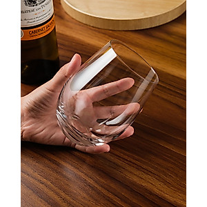 LUXU Stemless Wine Glasses(Set of 6)-20 oz,Crystal Wine Cups for Red or White Wine,Large Water Juice Glasses,No Stem Glass Beverage Cups,Clear Drinking Tumblers for Any Occasion