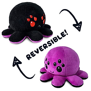 TeeTurtle - The Original Reversible Spider Plushie - Purple + Black - Cute Sensory Fidget Stuffed Animals That Show Your Mood - Perfect for Halloween!