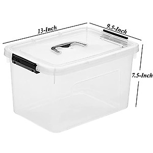 JUJIAJIA Clear Storage Latch Box 16 Quart, Plastic Box/Bin with Lid and Handles, 4-Pack