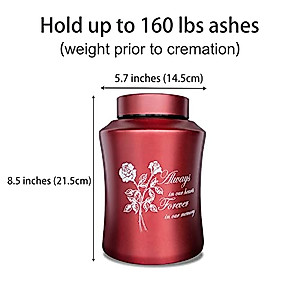 Large Cremation Urns for Adult Human Ashes, Up to 160 lbs Decorative Urn with Flower Design for Female Male Ashes with Velvet Bag(Rose of Love)