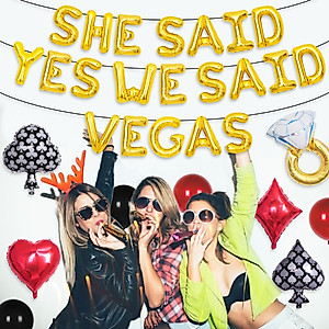 LaVenty 16 PCS She Said Yes We Said Vegas Balloon Las Vegas Bachelorette Party Decorations Casino Bachelorette Bridal Shower Balloons Garland