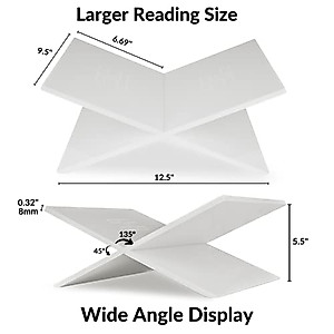 Honygebia White Acrylic Book Stands - Cross Frame Acrylic Book Holder, Open Bookstand for Display and Reading, Suitable for Art, Bible, Cookbook, Easel, Magazine, Textbooks 12.5" x 9.5" x 5.5"