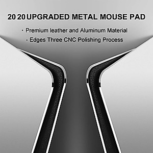 HONKID Metal Aluminum Mouse Pad, Office and Gaming Thin Hard Mouse Mat Double Sided Waterproof Fast and Accurate Control Mousepad for Laptop, Computer and PC,9.05"x7.08", Silver