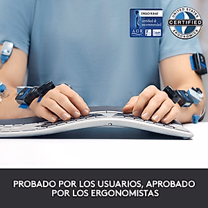 Logitech Ergo K860 Wireless Ergonomic Keyboard with Wrist Rest - Split Keyboard Layout for Windows/Mac, Bluetooth or USB Connectivity (Renewed)