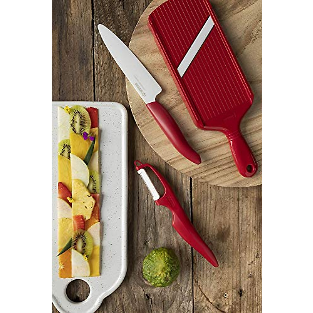 Kyocera Revolution Series Ceramic Santoku, Chef Knife for Your Cooking Needs, 5.5”, Red