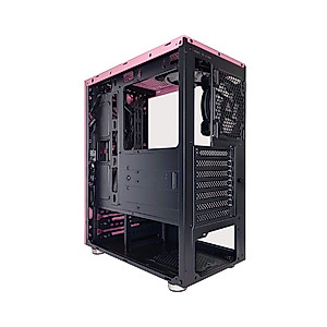 Apevia Matrix-PK Mid Tower Gaming Case with 1 x Tempered Glass Panel, Top USB3.0/USB2.0/Audio Ports, 4 x RGB Fans, Pink Frame