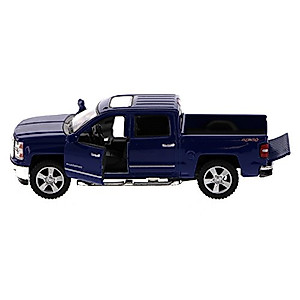 KiNSMART Chevy Silverado (2014) LTZ Crew Cab 4x4 1/46 Scale Diecast Metal Model - Blue