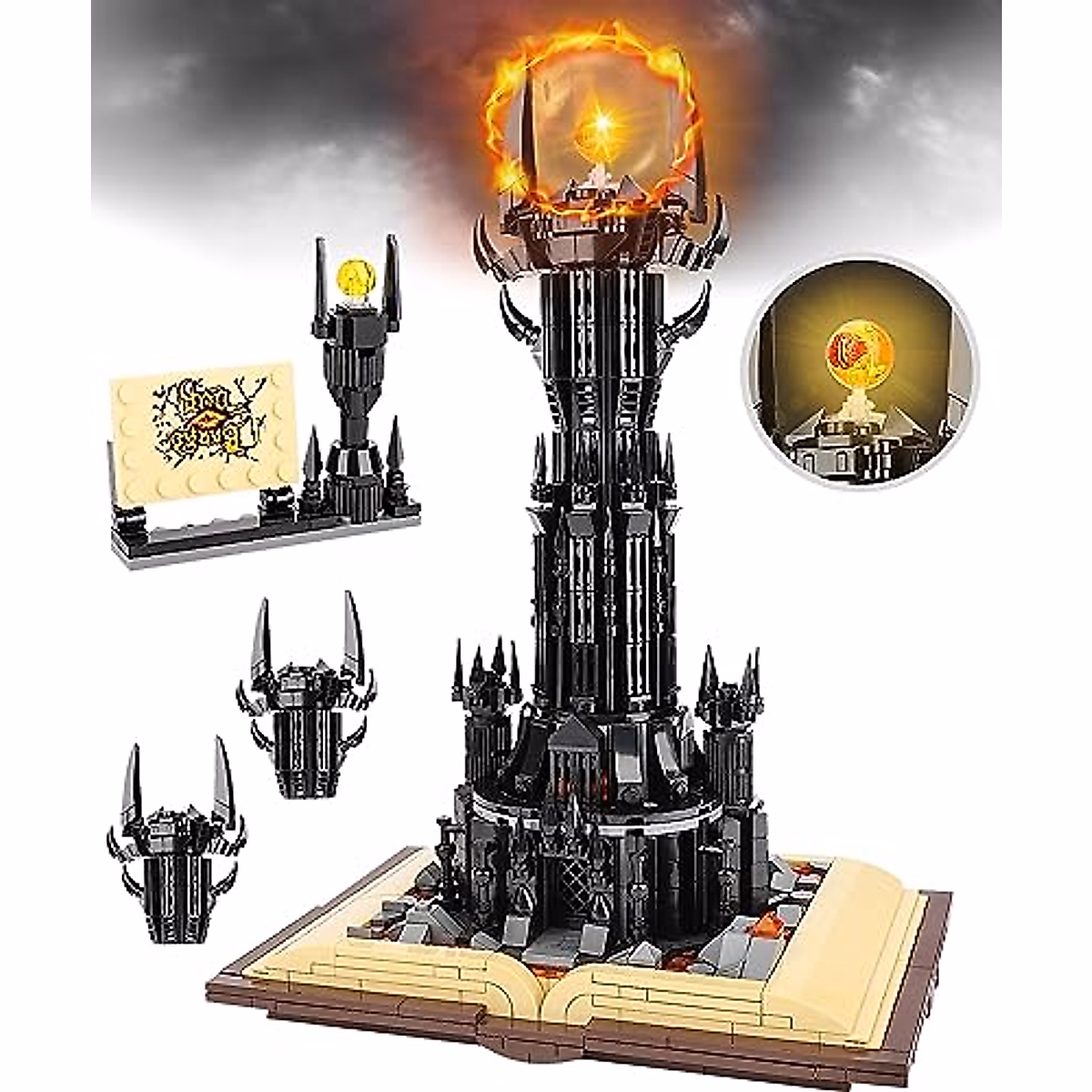 Snlywan Lord of Castle Architecture Building Blocks with LED Light for Adults and Kids,The King of Magic Rings Dark Tower,STEM Toy Gifts for Adults and Kids(969PCS)