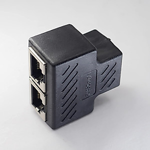 LYMGS RJ45 Ethernet Cable Splitter Network Adapter, 1 Female to 2 Female LAN Ethernet LAN Network Extension Splitter Cable, Black 1 Pack