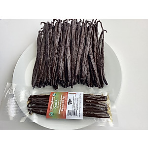 1oz. Madagascar Organic Vanilla Beans Gourmet Grade A. Certified USDA Organic 6"-7.5" by FITNCLEAN VANILLA for Cooking, Brewing, Extract Fresh Bourbon NON-GMO Whole Pods