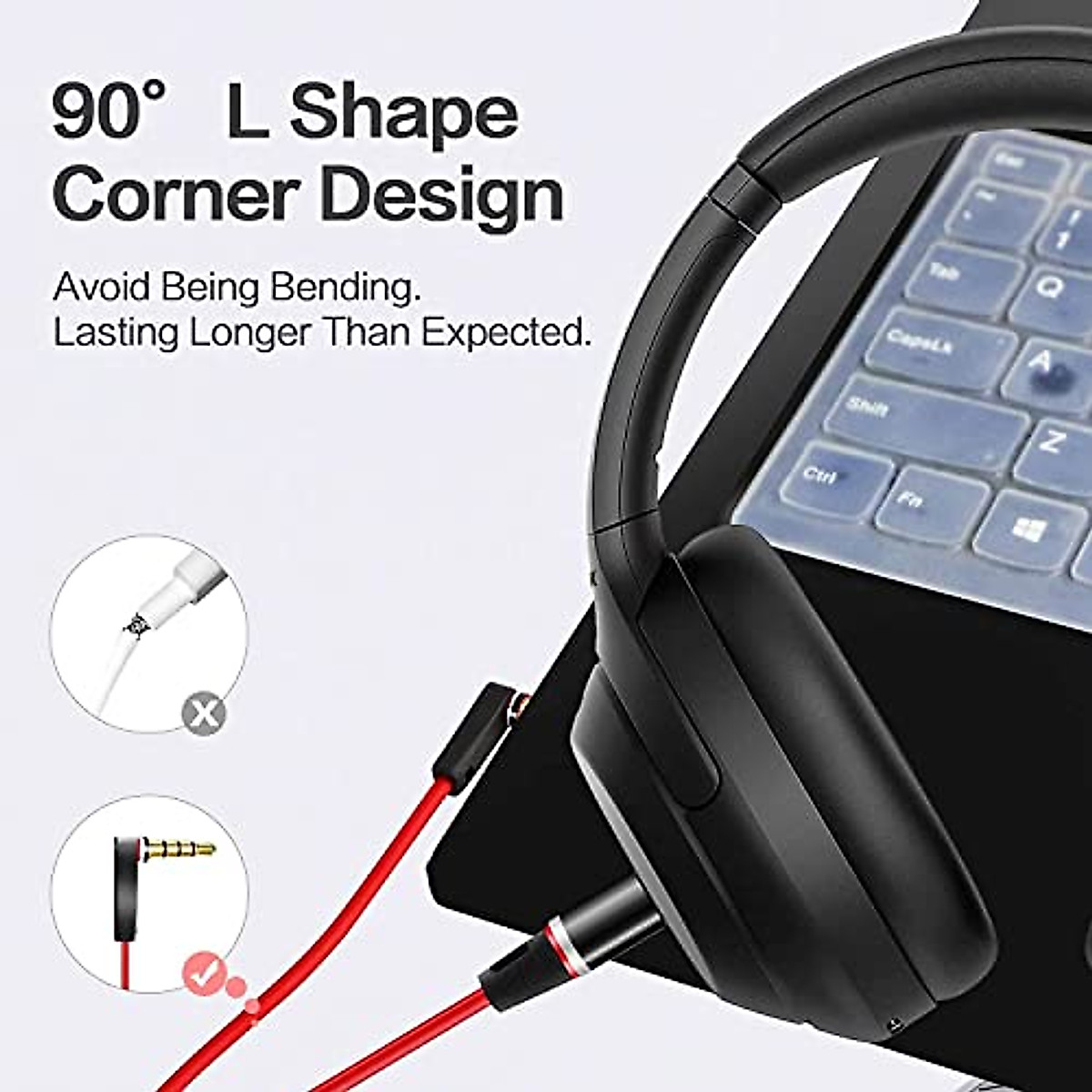 KUJOBUY Replacement Audio Cable Cord Wire Compatible with Headphones Studio Solo Pro Wireless Executive with in Line Mic and Volume Control for Headphone Headset Earphone