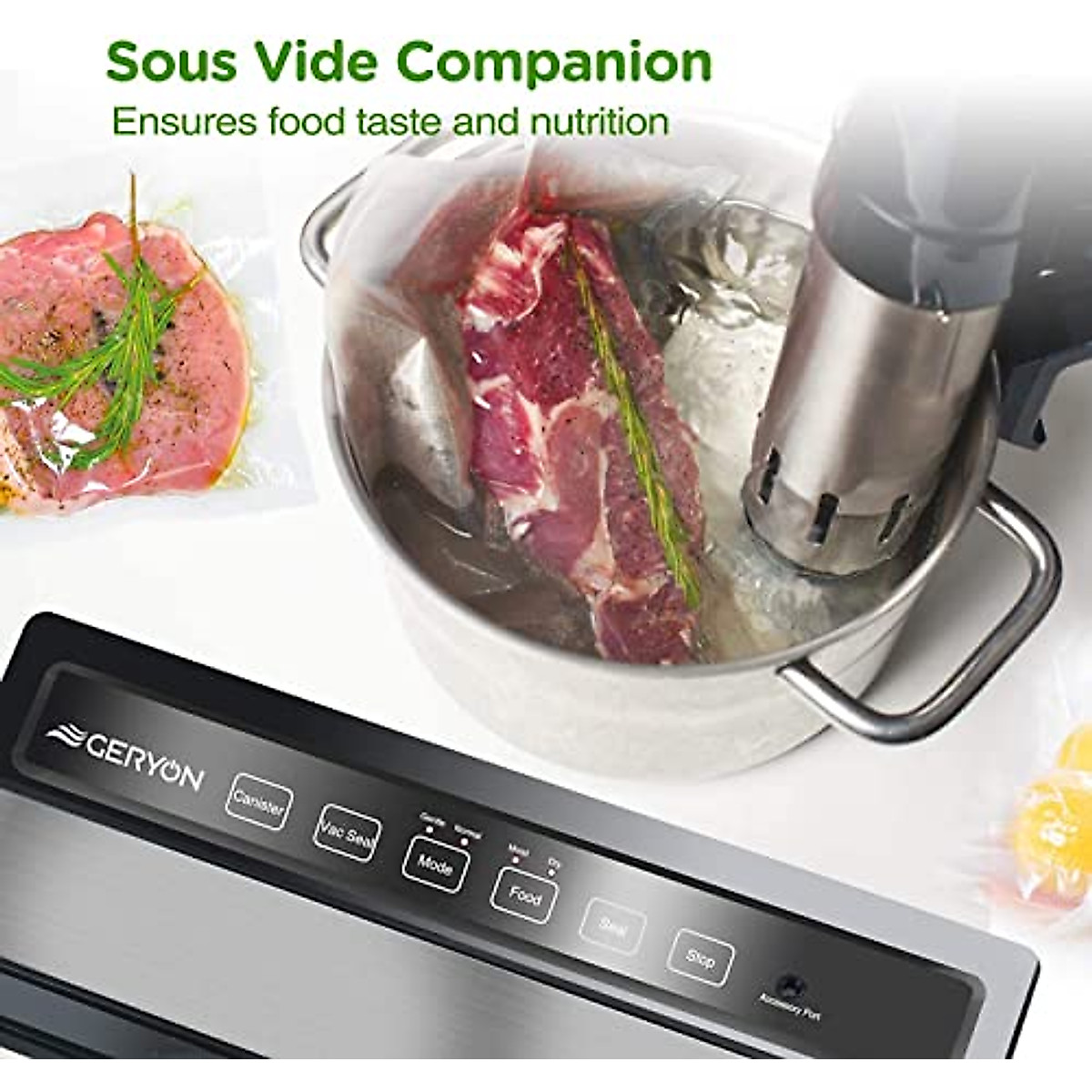 GERYON Vacuum Sealer Bags Rolls, 8x50ft & 11x50ft for Food Storage, Double Sided Texture, BPA Free, Heavy Duty, Great for Vacuum Seal storage, Meal Prep or Sous Vide