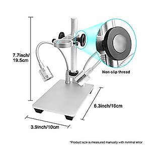 Jiusion Updated with 2 Lamps Aluminum Alloy Universal Adjustable Professional Base Stand Holder Desktop Support Bracket for Max 1.4" in Diameter USB Digital Microscope Endoscope Magnifier Loupe Camera