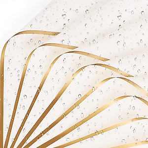 40 Sheets Gold Edge Flower Wrapping Paper with Cards, White Bouquet Wrapping Paper Watertight Floral Wrapping Paper, Florist Bouquet Supplies, DIY Floral Paper for Flower Shop Wedding Birthda