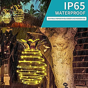 MZD8391 Upgraded 2Pack Outdoor Solar Hanging Lantern Lights, Waterproof 60 LED Pineapple Decorative Solar Lights Outdoor for Garden Patio Yard Lawn Tabletop Decoration, Warm White