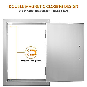 BBQ Future Stainless Steel Outdoor Kitchen Door 14W x 20H Inch, Cabinets Vertical Single Access Doors for Grilling Station or Commercial BBQ Island, Outside Grill Door with Magnet