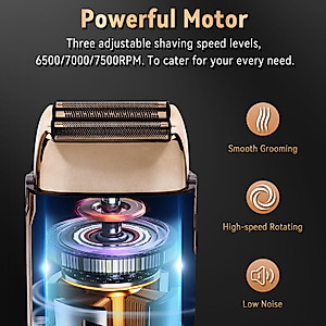Ufree Electric Razor for Men, Double Foil Head Shaver, 3 Adjustable Speeds Electric Shavers, Close Head Shaver for Bald Men, Beard Trimmer with 2 Foil, Barber Supplies, Gifts for him