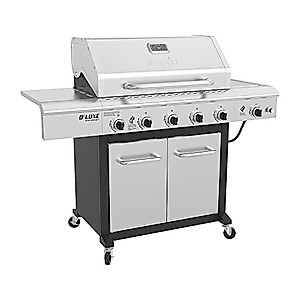 Nexgrill Deluxe 5-Burner Propane Barbecue Gas Grill with Side Table and Ceramic Searing Side Burner, 771 sq. in., 75000 BTUs, Black, Outdoor Cooking, Patio, Barbecue Grill, 720-1046A