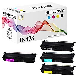 Yield Supplies Compatible Printer CMYK Toner Cartridges Replacement for Brother HL-L8260CDW-L8360CDWT MFC-L8610CDW-L8900CDW Use In TN433BK TN433C TN433M TN433Y (High Yield BlackCyanMagentaYellow4Pack)