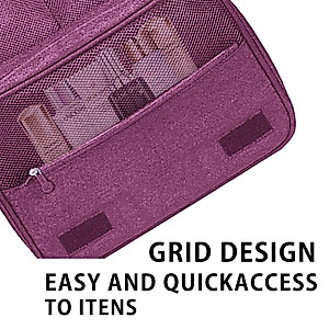 YUNZSXJY Hanging Toiletry Bag Large Capacity Hanging Toiletry Bag for Women and Men Waterproof Travel Cosmetic Bag with Sturdy Hook (Purple)