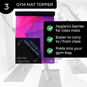 Plyopic. 3-in-1 Travel Yoga Mat/Hot Yoga Towel/Gym Mat Topper. Non-Slip, Portable, Foldable, Washable and Eco-Friendly | 1.5mm Thin | Ideal for Yoga, Hot Yoga, Pilates, Fitness, Exercise and Travel
