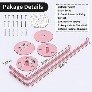 TONLEA Paper Towel Rack, Under Cabinet Paper Towel Holder, 3M Self-Adhesive or Drilling Kitchen Paper Towels Holder, Wall Mount Paper Towel Holders for Kitchen, Pantry, Sink, Bathroom Pink