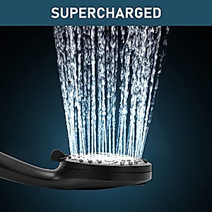 ZYlifemagic High Pressure 10-mode Shower Head With Handheld - Anti-clog Nozzles, Stainless Steel Hose, Cleaning Fuctions For Tubstiles Pets Wall And Overhead Brackets Cleaning -MatteBlack