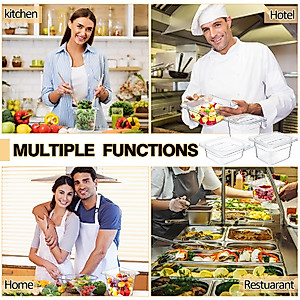 Tioncy 12 Pcs Clear Food Pans with Lids Salad Bar Containers Plastic Pan Salad Bar Containers Commercial Food Storage Transparent Hotel Pans for Vegetables Fruits Beans Corns 2.5'' 4'' 6'' Deep