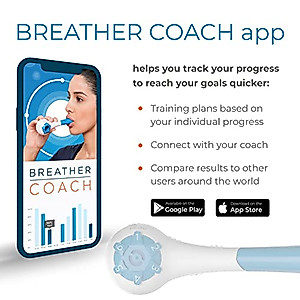 THE BREATHER │ Natural Breathing Exerciser Trainer For Drug-Free Respiratory Therapy │ Breathe Easier with Stronger Lungs │ Guided Mobile Training App Included