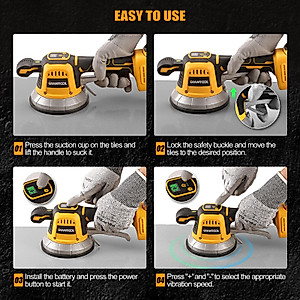 Tile Vibration Tool, Tile Vibration Leveling Machine for Universal 20V Battery Tile Vibration Installation Tool with 10 Speed, Suction Cup, Bubble Level, Tile Tools for Installation on Wall Floor Tile