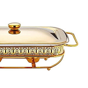 NOGRAX Chafing Dish Buffet Set, Stainless Steel Buffet Servers and Warmers for Party Catering, Complete Chafer Set with Water Pan, Aureate Tray (Color : Aureate)