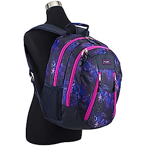 FUEL Active Backpack, Navy Blue/Pink Trim/Galaxy Print