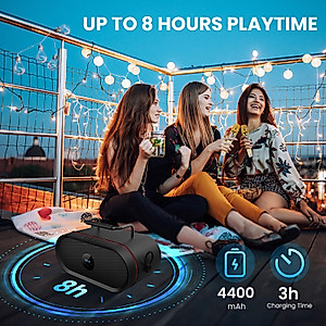 RHM K666 Karaoke Machine with Powerful & Clear Sound, 2 Wireless Microphones, Rechargeable Battery, 8 Hours Playtime, Support Bluetooth/AUX/USB/PC for Home, Party, Wedding, Picnic, Outdoors Activities