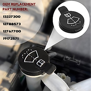 Windshield Wiper Washer Fluid Reservoir Tank Bottle Cap Replacement Parts OEM # 12767700 13227300 19172571 12788573, Compatible with GMC Chevrolet Cadillac Buick (Black)