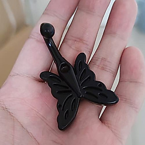 AOLZUNK 5 PCs Black Color Butterfly Shaped Wall Hooks Wall Mounted Hanger for Clothes Towel Coat Hat Butterfly Patterned
