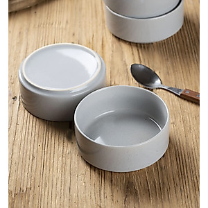 Famiware Nebula Plates and Bowls Set, 12 Pieces Dinnerware Sets, Dishes Set for 4, Light Gray